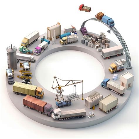 Product Life Cycle Isometric Manufacturing Wherehouse With Modern