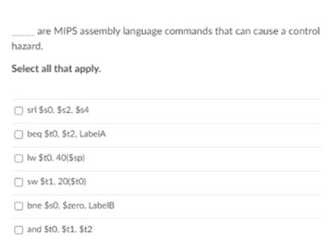 Solved Are Mips Assembly Language Commands That Can Cause A