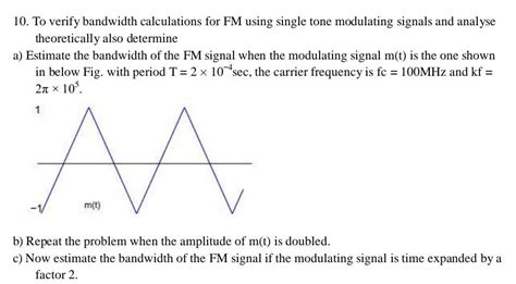 10 To Verify Bandwidth Calculations For Fm Using
