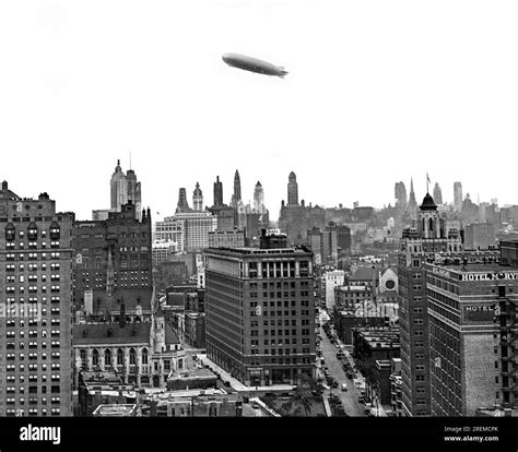 Chicago Illinois August 29 1929 The Graf Zeppelin Passing Over