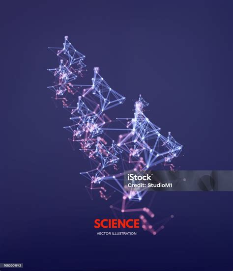 3 차원 연결 구조입니다 미래 기술 스타일입니다 디자인에 대 한 로우 폴 리 요소입니다 과학 화학 또는 교육에 대 한 벡터 일러스트입니다 0명에 대한 스톡 벡터 아트 및