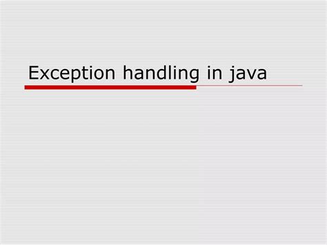 Exception Handling In Java Ppt