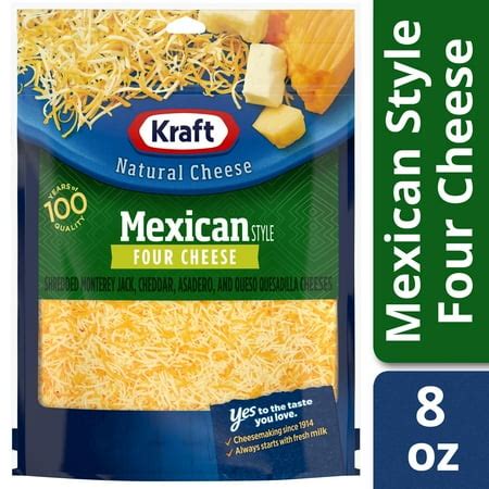 Kraft Mexican Style Four Cheese Blend Shredded Cheese 8 Oz Bag