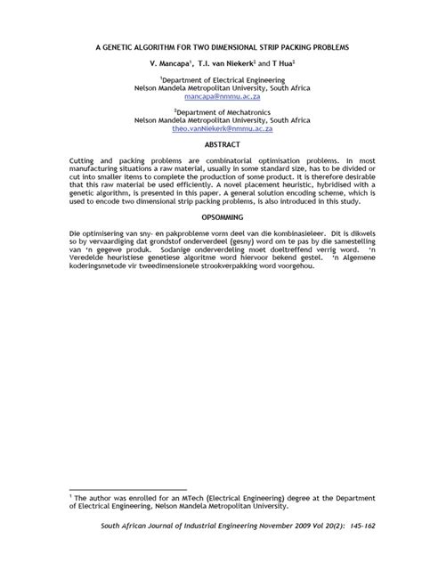 A Genetic Algorithm For Two Dimensional Strip Pack Pdf