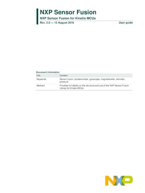 Pdf Nxp Sensor Fusion Nxp Sensor Fusion For Kinetis Mcus€¦ · Nxp