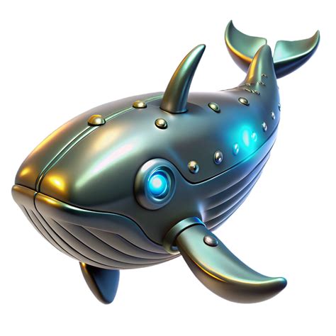 Metallic Whale Robot 3d Render A Futuristic Whale Crafted As A Metallic Robot Navigating The