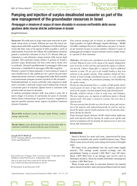 Pdf Pumping And Injection Of Surplus Desalinated Seawater As Part Of The New Management Of The