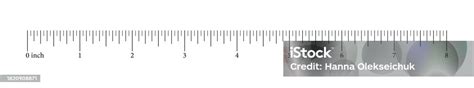 Ruler 8 Inch Scale Horizontal Measuring Chart With Markup Und Numbers