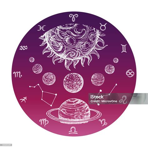 조디악 표지판과 행성 시스템 벡터 일러스트와 컬러 손 그린 점성술 개념 점성술 기호에 대한 스톡 벡터 아트 및 기타 이미지 점성술 기호 점성술 0명 Istock