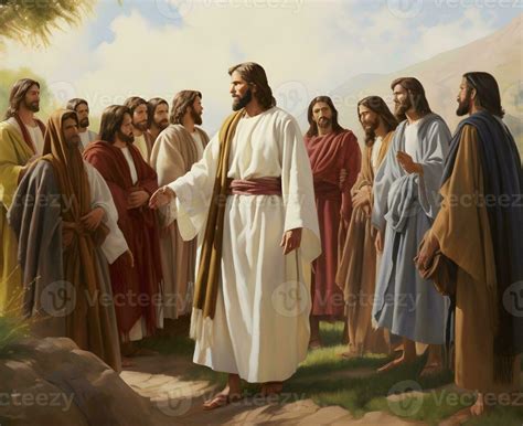 Oil Painting Of Jesus Christ And His Twelve Disciples 33963720 Stock