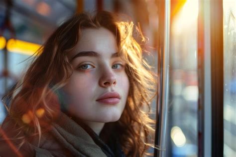 Young Girl On Public Transport Generative Ai Premium Ai Generated Image
