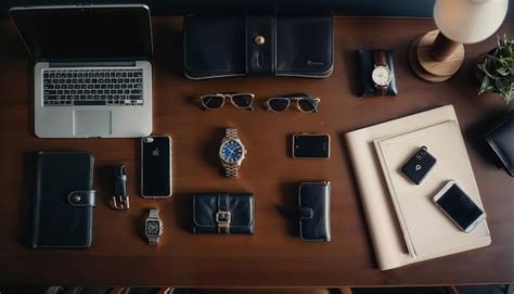 Neat Wooden Desk Of A Programmer Premium Ai Generated Image