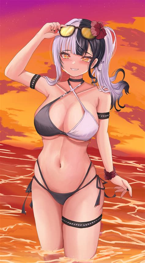 Rule 34 2d 2d Artwork Alternate Hairstyle Belly Button Big Breasts Bikini Black Hair Black