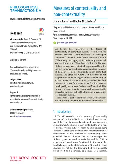 Measures Of Contextuality And Non Contextuality Request Pdf