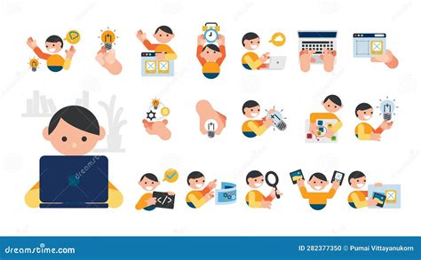 Design And Development Concept Illustrations Set Of People Vector Illustrations In Various