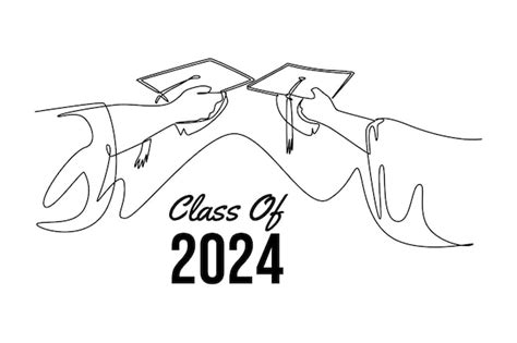 Premium Vector Class Of 2024 Concept Single Line Draw Design Vector