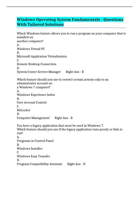 Windows Operating System Fundamentals Questions With Tailored Solutions FedVTE Stuvia US