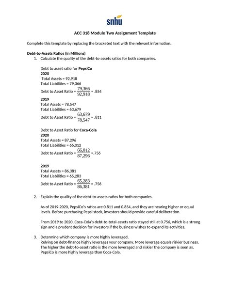 ACC 318 Module Two Assignment 1 1 ACC 318 Module Two Assignment Template Complete This