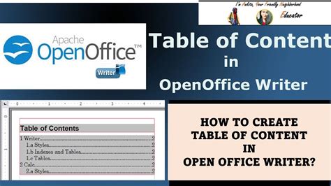 Create And Customize Table Of Contents In Openoffice Writer Digital