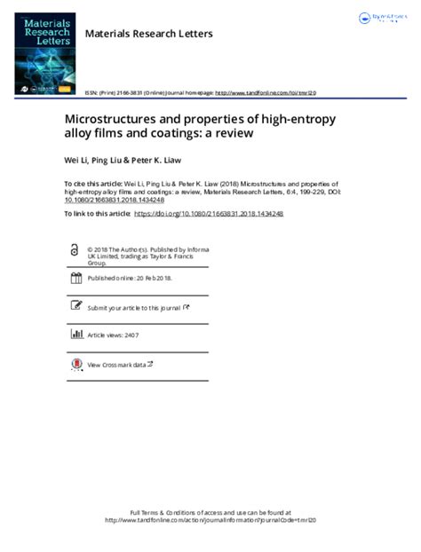 Pdf Microstructures And Properties Of High Entropy Alloys