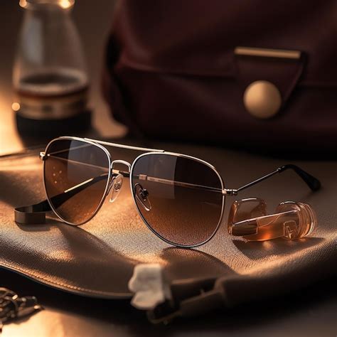 Premium Ai Image Sunglasses On A Bag Next To A Purse