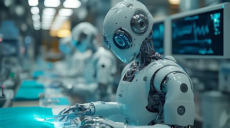 Robots Working Factory Assembly Line Futuristic Tech Stock Illustration Illustration Of