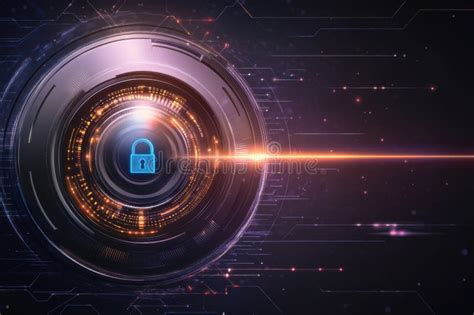 A Futuristic Lock Symbol On A High Tech Background Representing Digital Security And Data