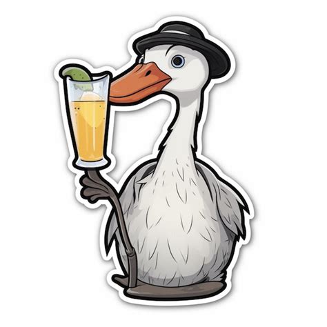 A Close Up Of A Duck With A Drink In Its Hand Generative Ai Premium