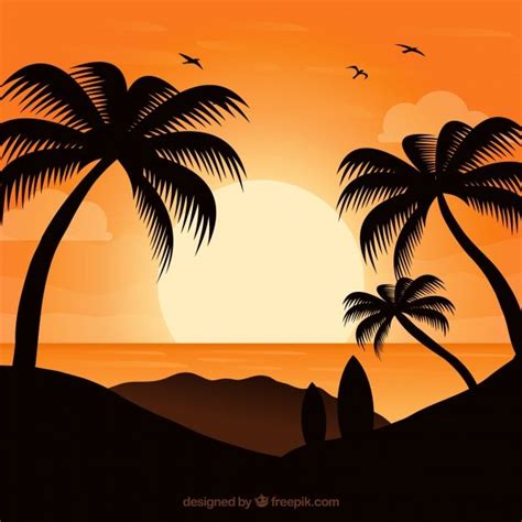 Palm Tree Drawing Sunset Alysa Dickey