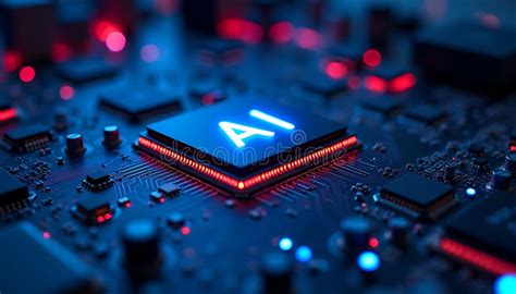 Artificial Intelligence Microchip Ai Technology Futuristic Circuit Board Stock Illustration