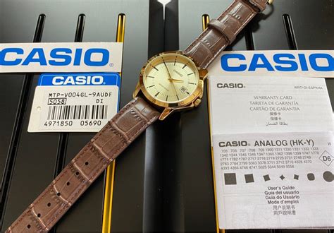 Casio Mtp V004gl 9a Mens Analog Leather Watch Mtpv004gl 9a Gold Tone Mtpv004 Brand New Mens