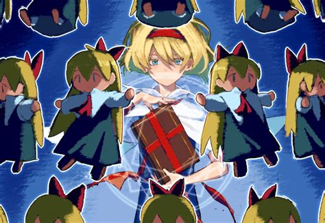 Safebooru Alice Margatroid Blonde Hair Blue Background Blue Dress