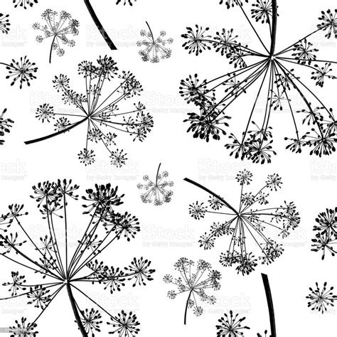 흰색 배경에 고립 딜 씨앗의 그룹 검은 가지의 원활한 패턴 0명에 대한 스톡 벡터 아트 및 기타 이미지 0명 계절 꽃 식물 Istock