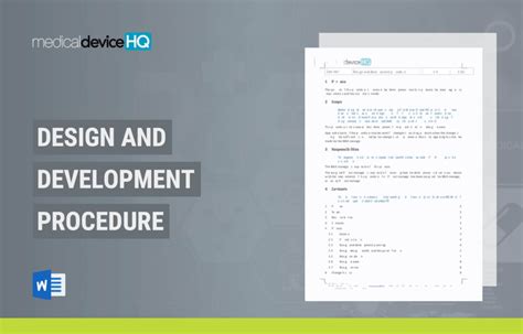Design And Development Procedure Template Medical Device Hq