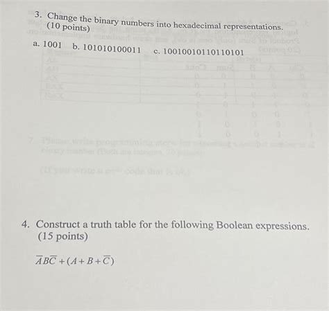 Solved 3 Change The Binary Numbers Into Hexadecimal Chegg Com