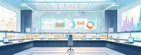 Hightech Control Room With Multiple Screens Displaying Data And Analytics Visualizations Modern