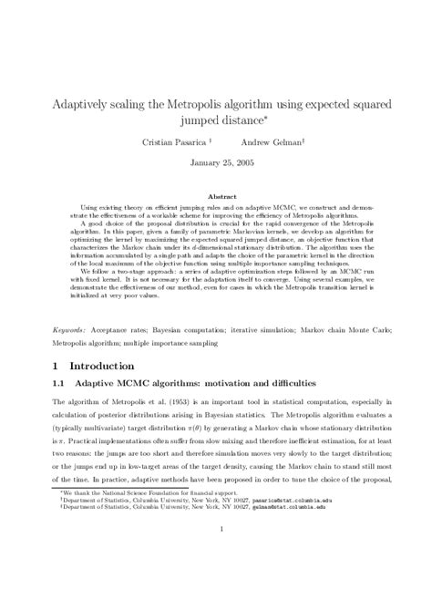 Pdf Adaptively Scaling The Metropolis Algorithm Using Expected