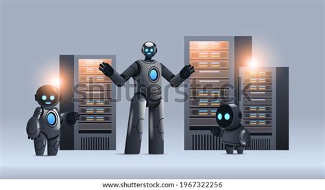 Robots Server Room Big Cloud Data Stock Vector Royalty Free