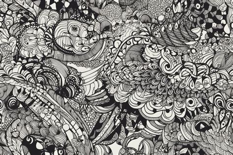 Premium Ai Image Monochromatic Drawing Featuring A Variety Of Objects