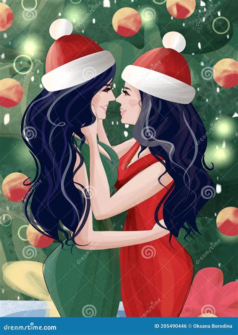 Lesbian Kiss Line Icon Woman Love Concept Lesbian Couple Sign On