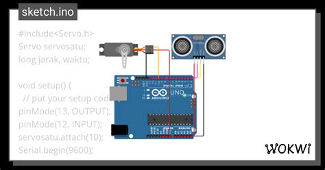 Ultrasonic With Servo Wokwi Esp32 Stm32 Arduino Simulator