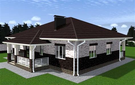 Проект дома с кухней гостиной и тремя спальнями общей площадью до 150 кв м Представленный