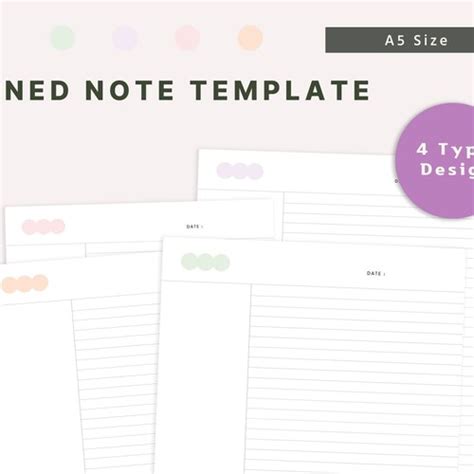 Lined Writing Paper Lined Notes Printable Study Note Etsy