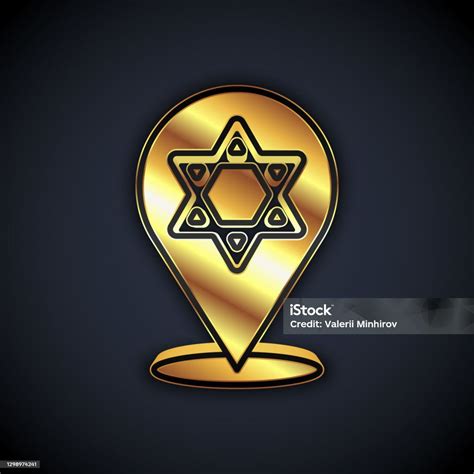 검은 색 배경에 고립 된 데이비드 아이콘의 골드 스타 유대인 종교의 상징 이스라엘의 상징 벡터 0명에 대한 스톡 벡터 아트 및