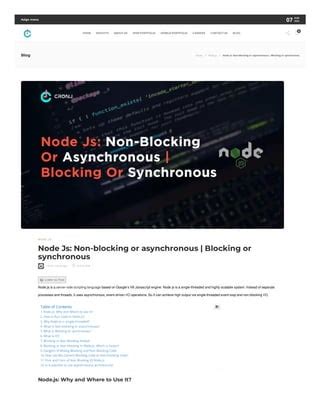 Node Js Non Blocking Or Asynchronous Blocking Or Synchronous Pdf