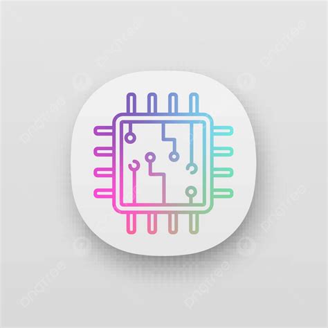 Processor With Electronic Circuits App Icon Processor Linear Icon