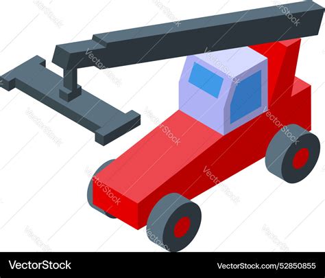Red Mobile Crane Lifting Heavy Load Construction Vector Image