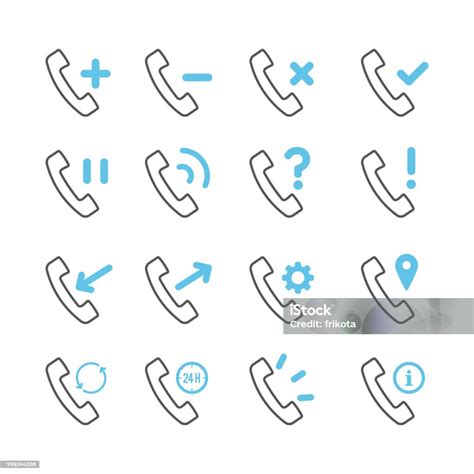 복고풍 전화 수신기 아이콘 세트입니다 수신 발신 서비스 지원 연락처 둥글게 정보 개념 휴대폰 Ui 디자인 웹 응용 프로그램