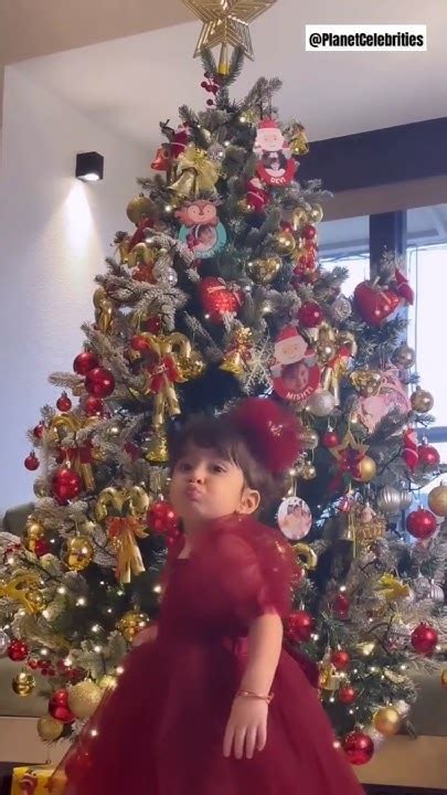 Bipasha Basu Daughter Devi Enjoy Pout Game With Her Christmas Tree