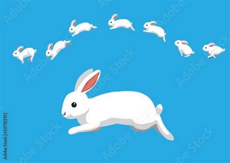 White Rabbit Jumping Motion Animation Sequence Cartoon Vector Illustration Cartoons Vector